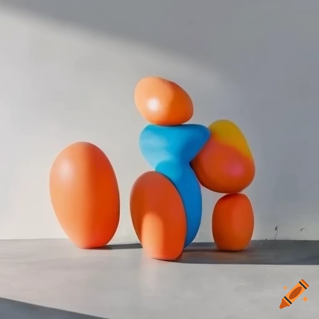 Vibrant abstract blobs sculpture inspired by miro, made of colorful ...