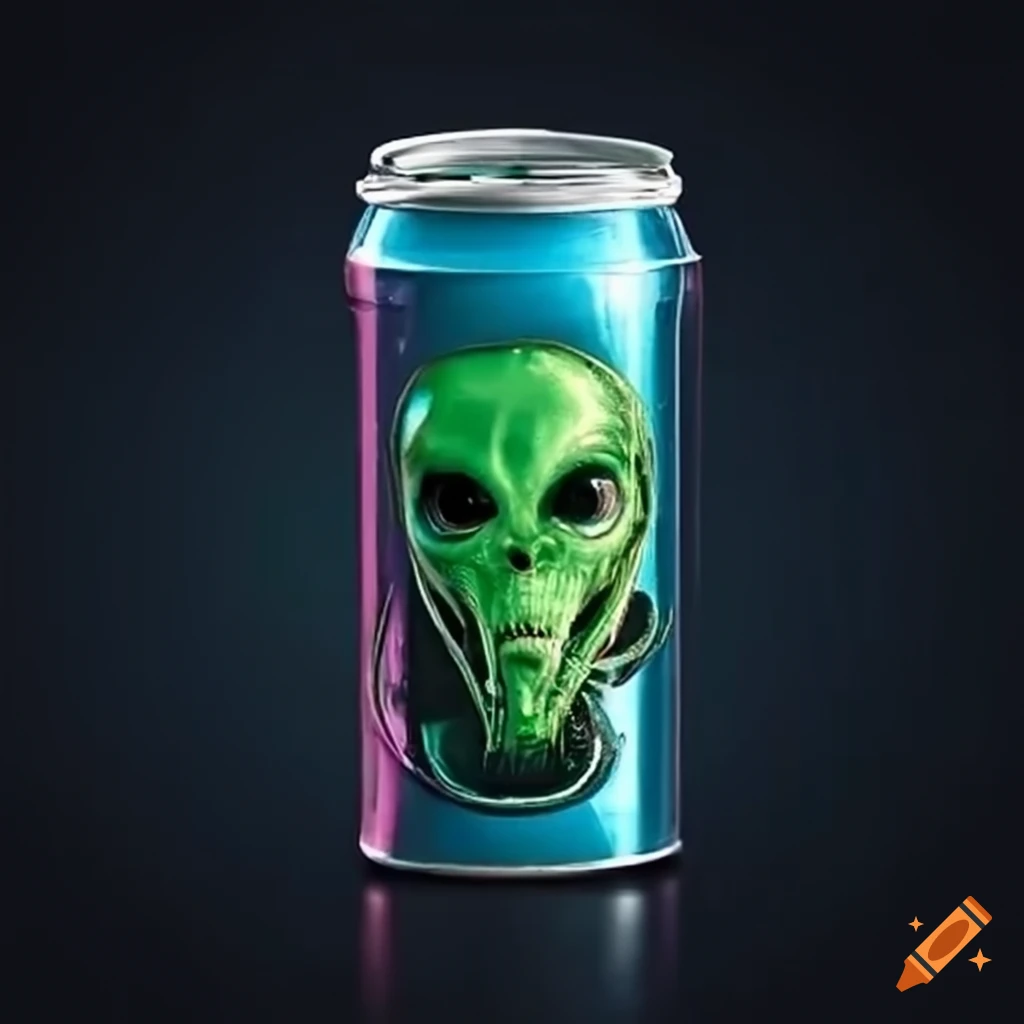 Alien drinking soda can on Craiyon