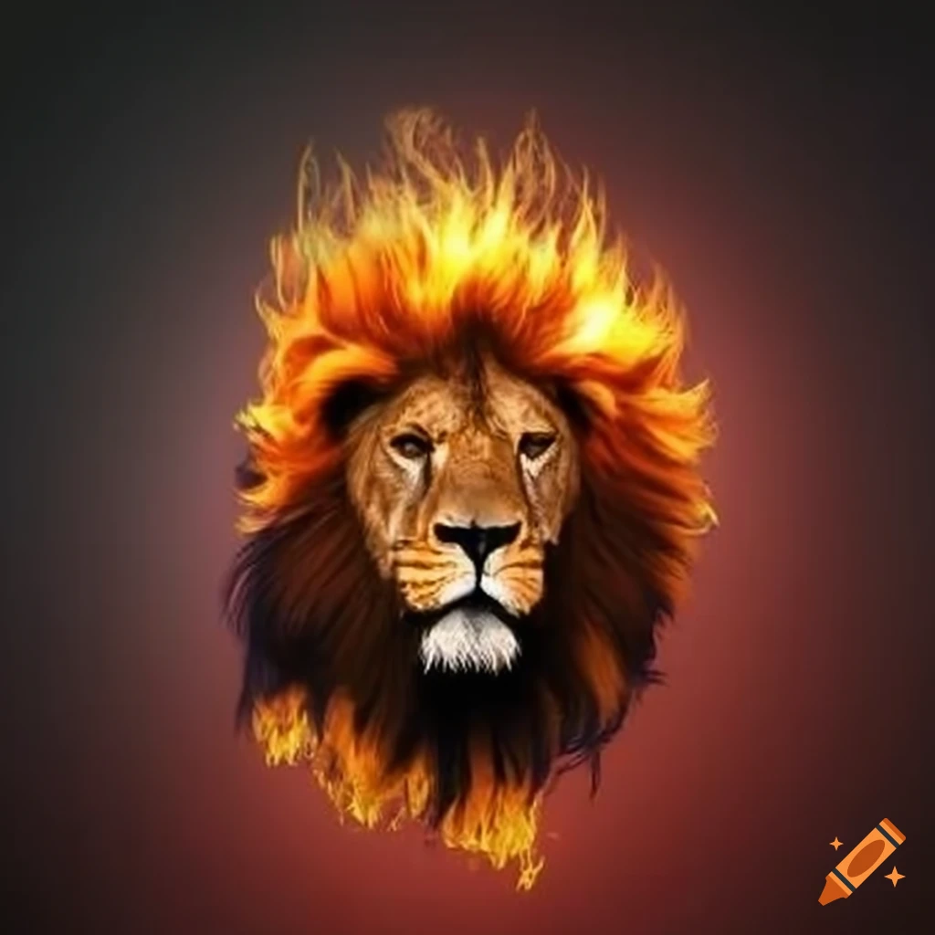 Lion and fire merge to in output on Craiyon