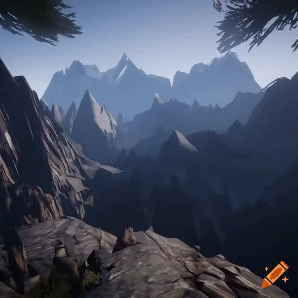 Unreal engine 5 mountains on Craiyon