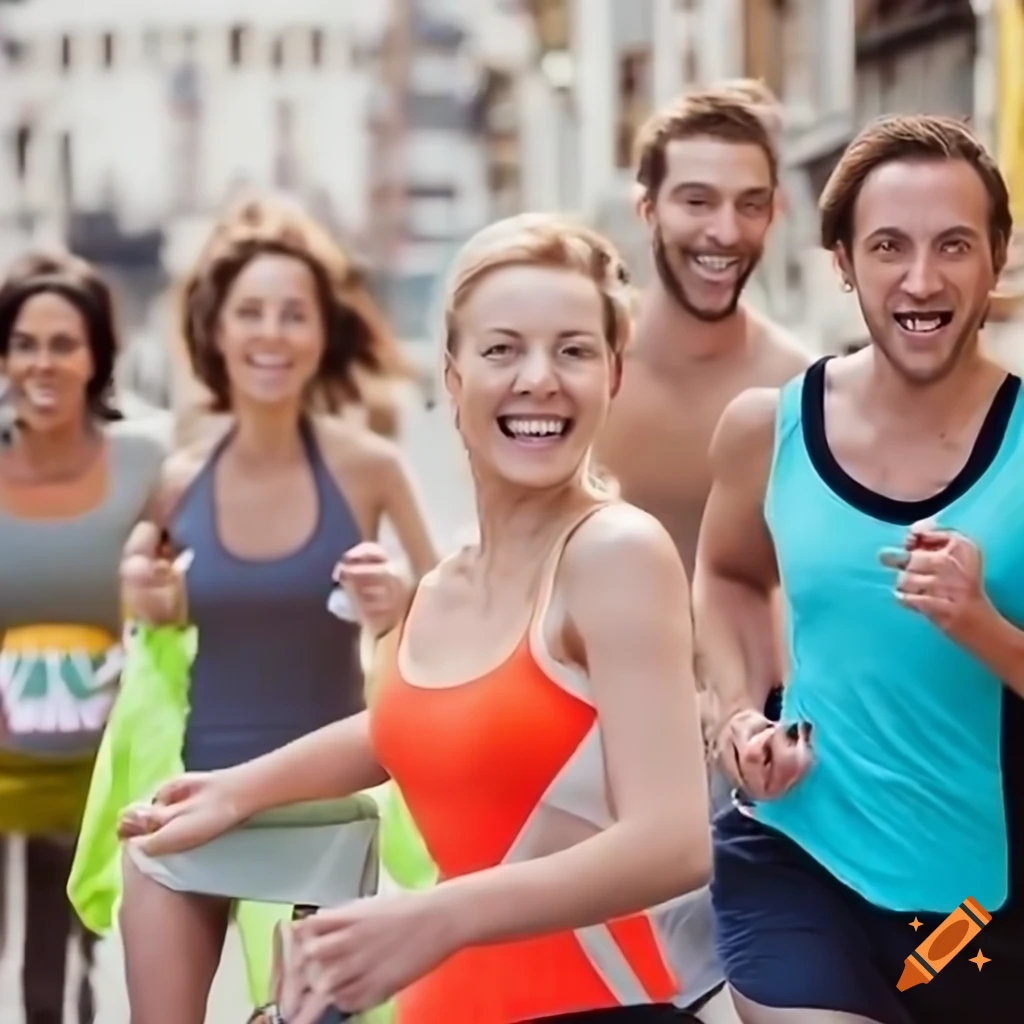Happy people shopping, jogging, eating. very high resolution detail of ...