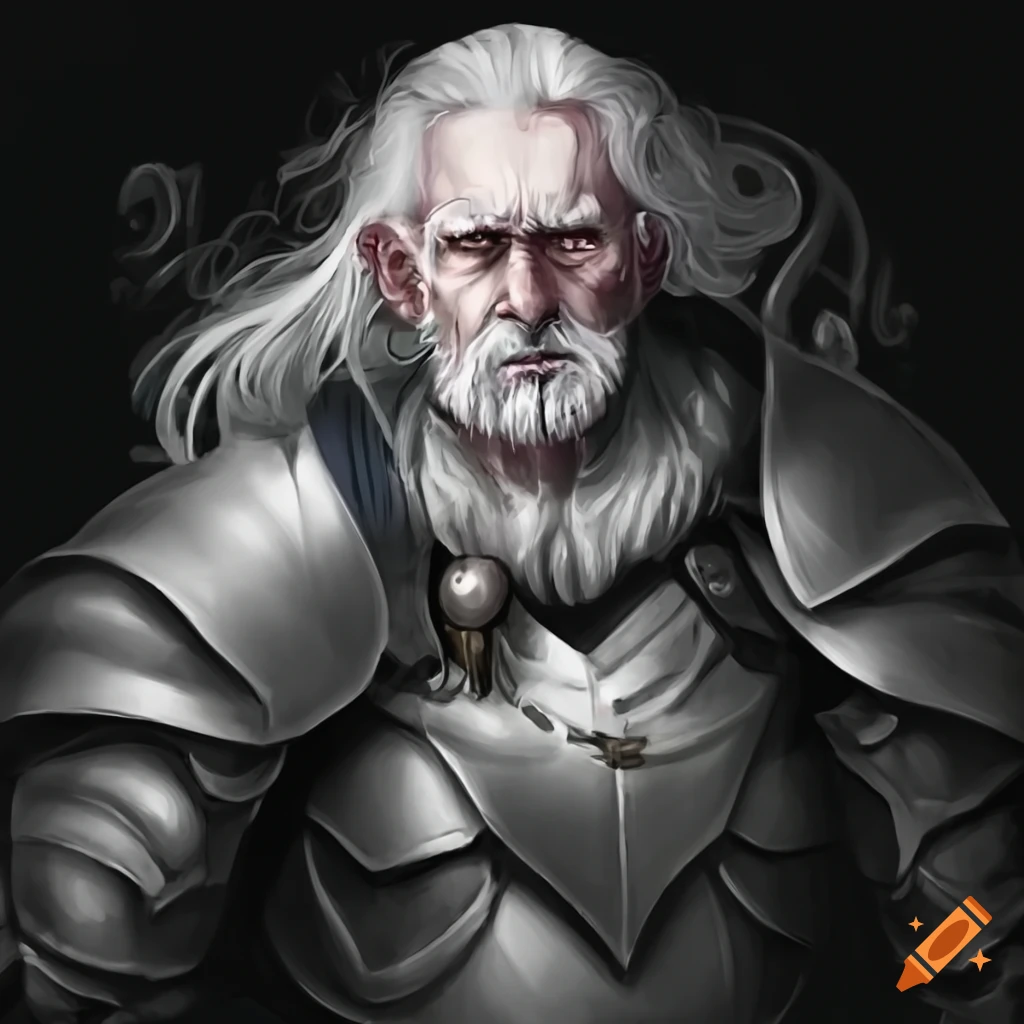 Armstrong Surat Human Paladin old man grey hair on Craiyon