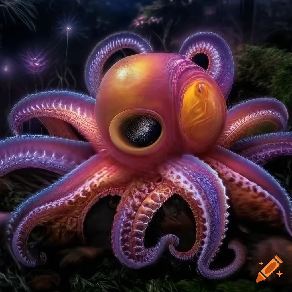 A enchanting beautiful alien creature with alluring tentacles and ...