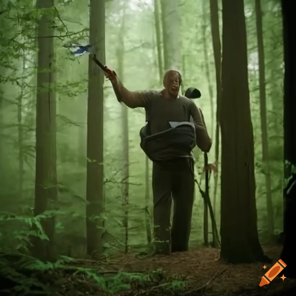 Man in a forest wrangling the power of the internet