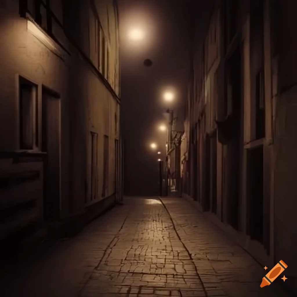 Cool 1950s alleyway with photo realistic at night