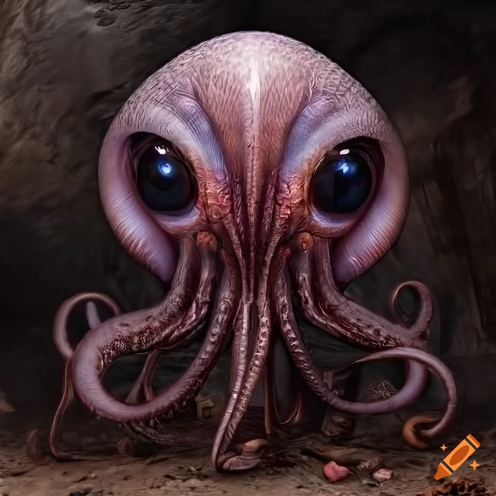 A mysterious alien creature with tentacles and otherworldly presence ...