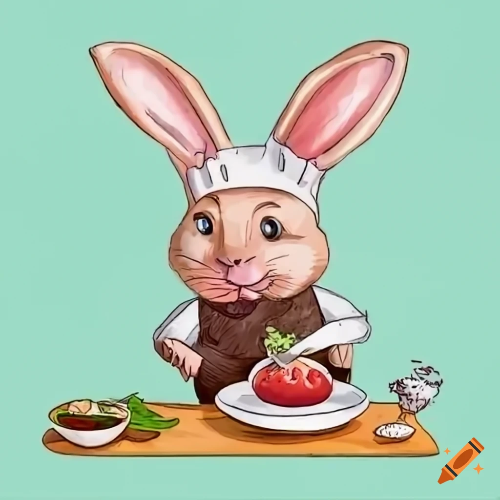 A skilled rabbit chef preparing a delicious meal