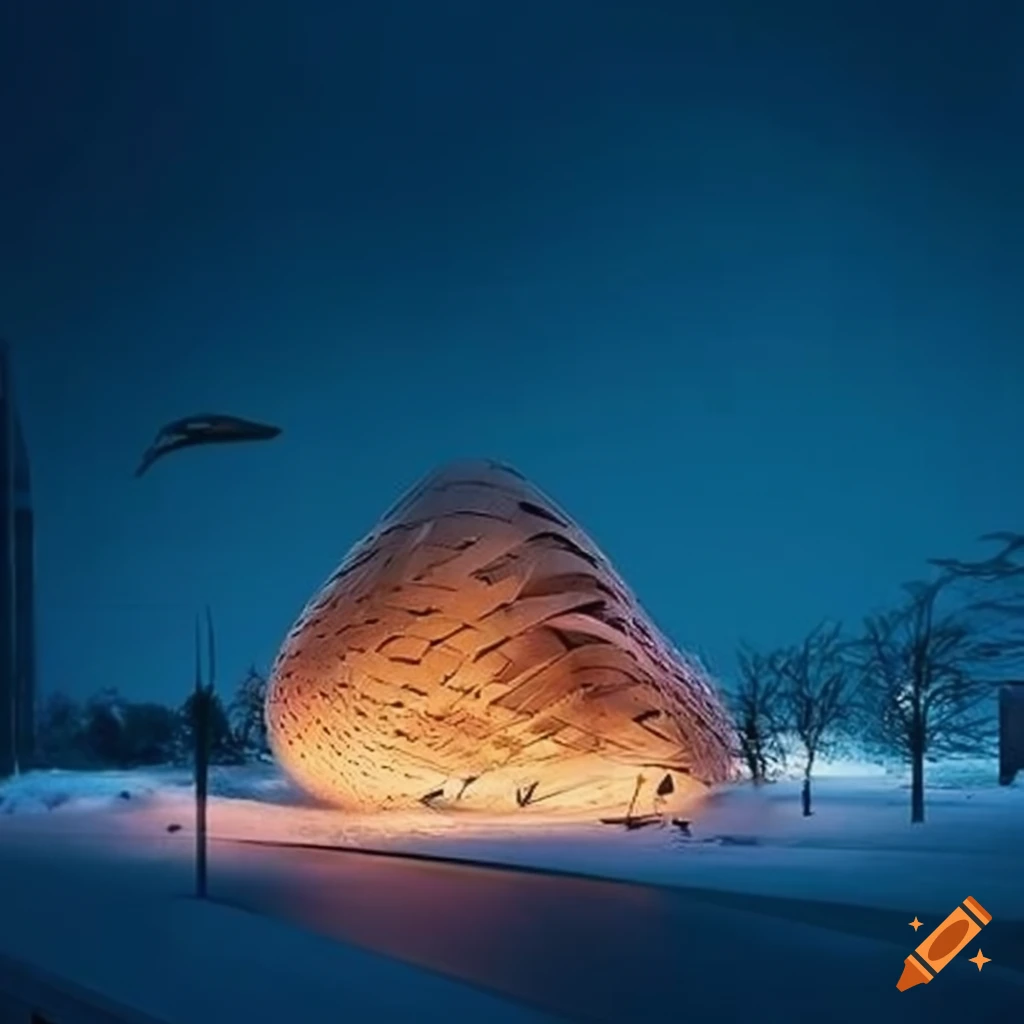 Modern nordic city architecture, shaped like bird nests on Craiyon