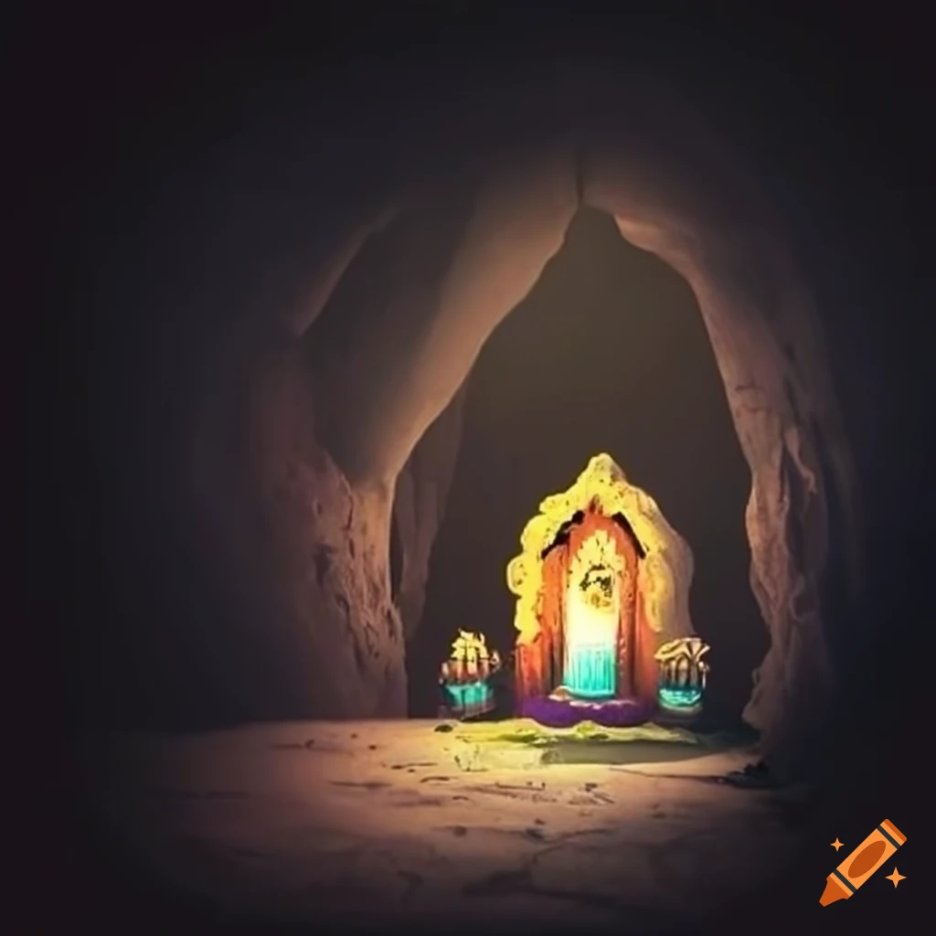 A small shrine in a dark cave