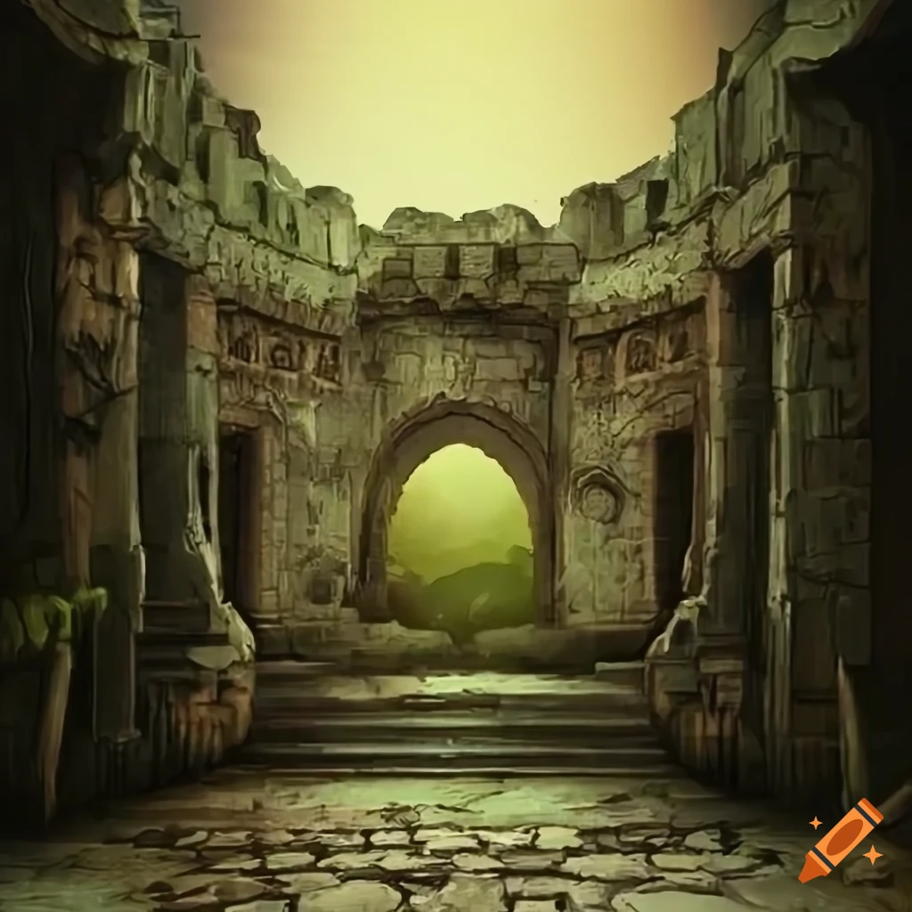 Antique ruins background for 2d rpg video games outside