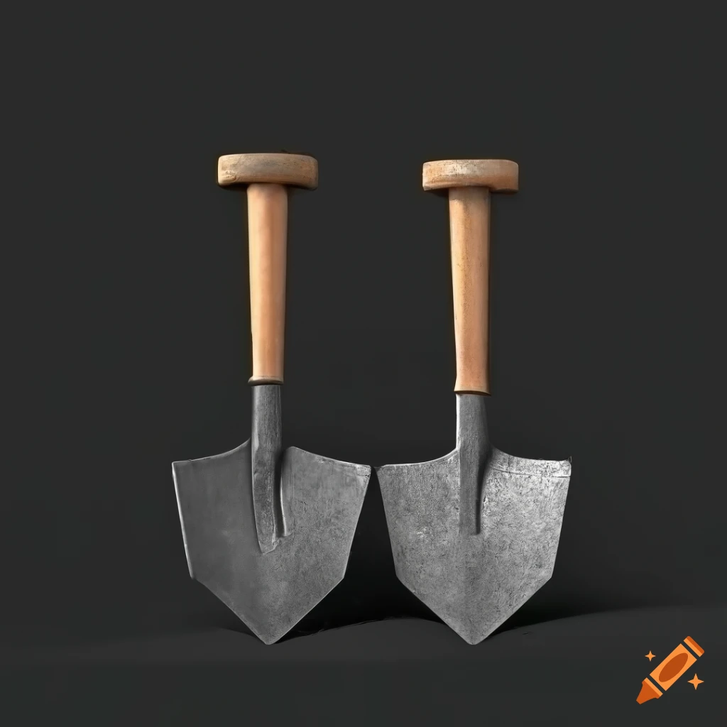 Two wwii-era entrenching shovels are crossed like swords on a black ...