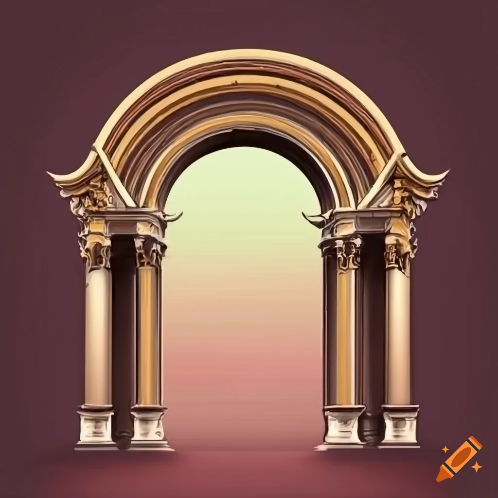 2d illustration. luxury classic arch with columns. the portal in ...