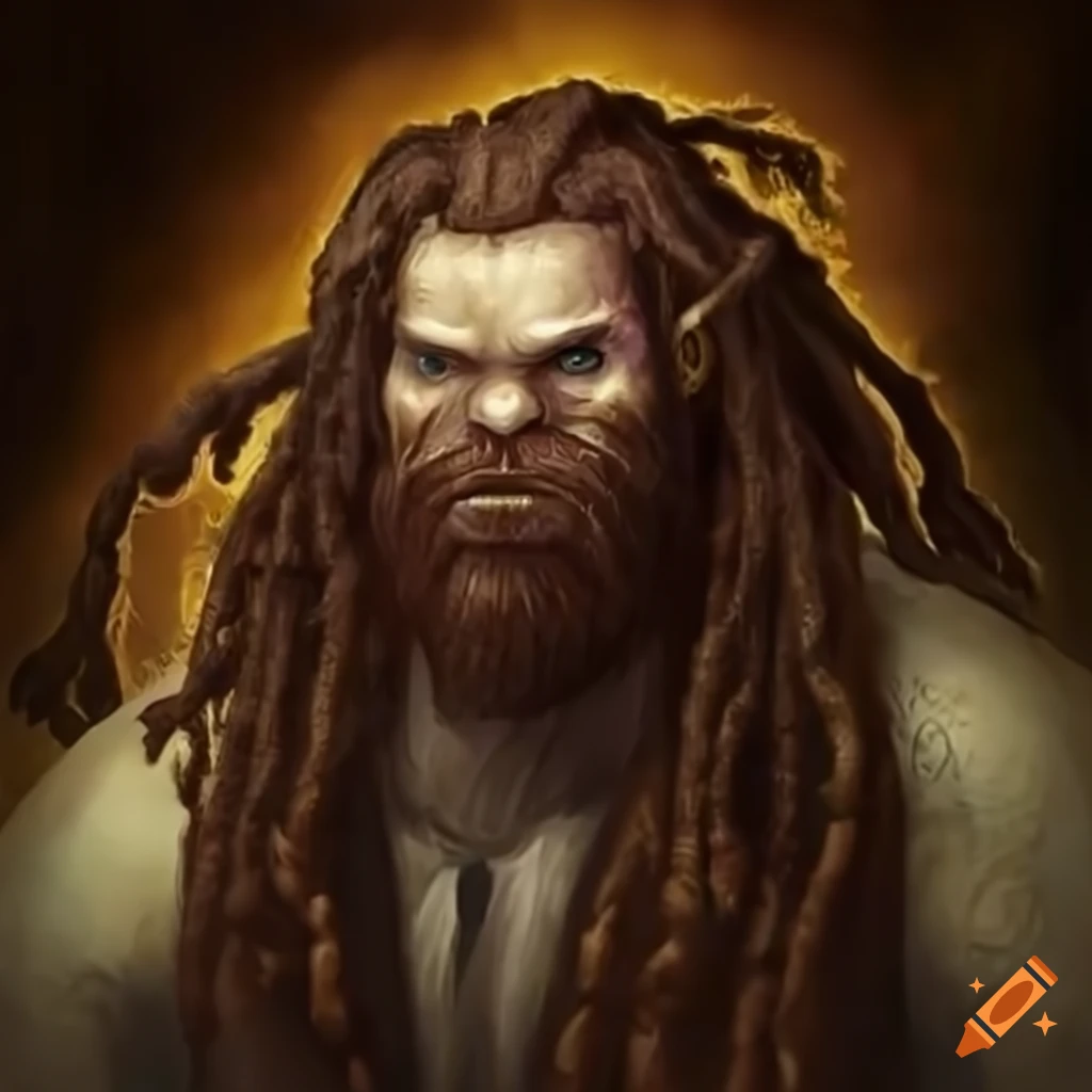 Dungeons & dragons goliath wizard with pale skin, pure white eyes, long ...