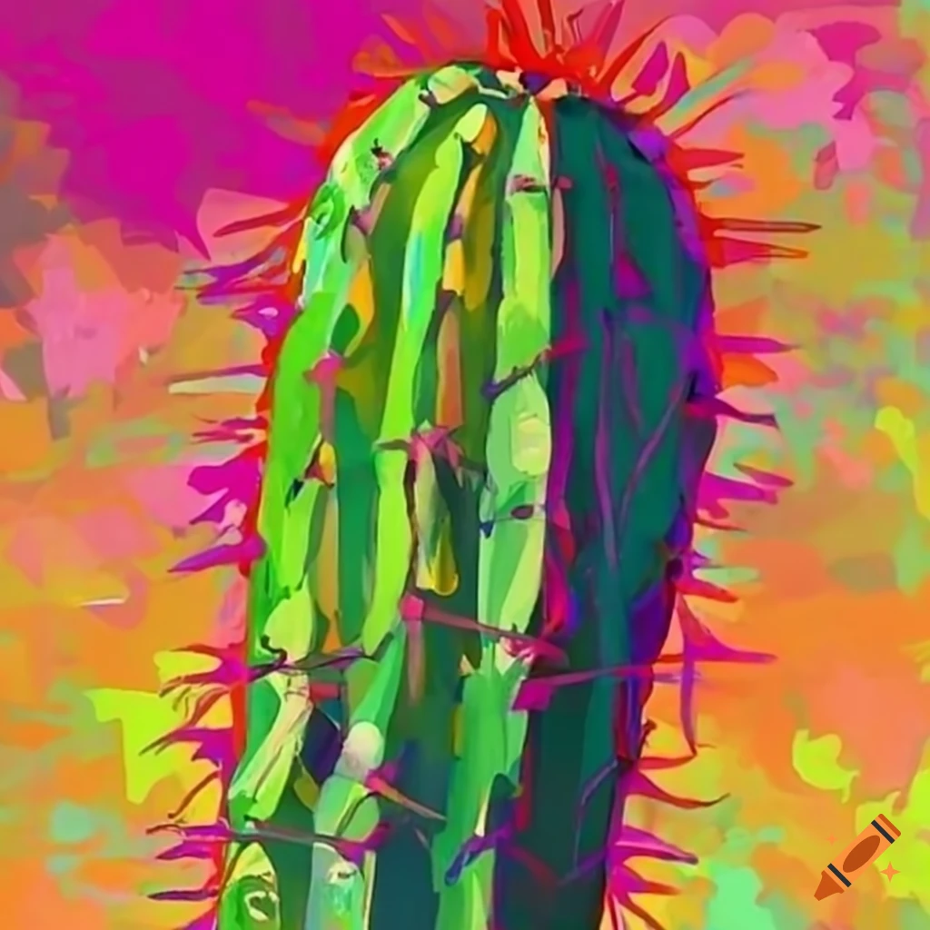 Bright picasso davinci cactus in outrageous colors on Craiyon