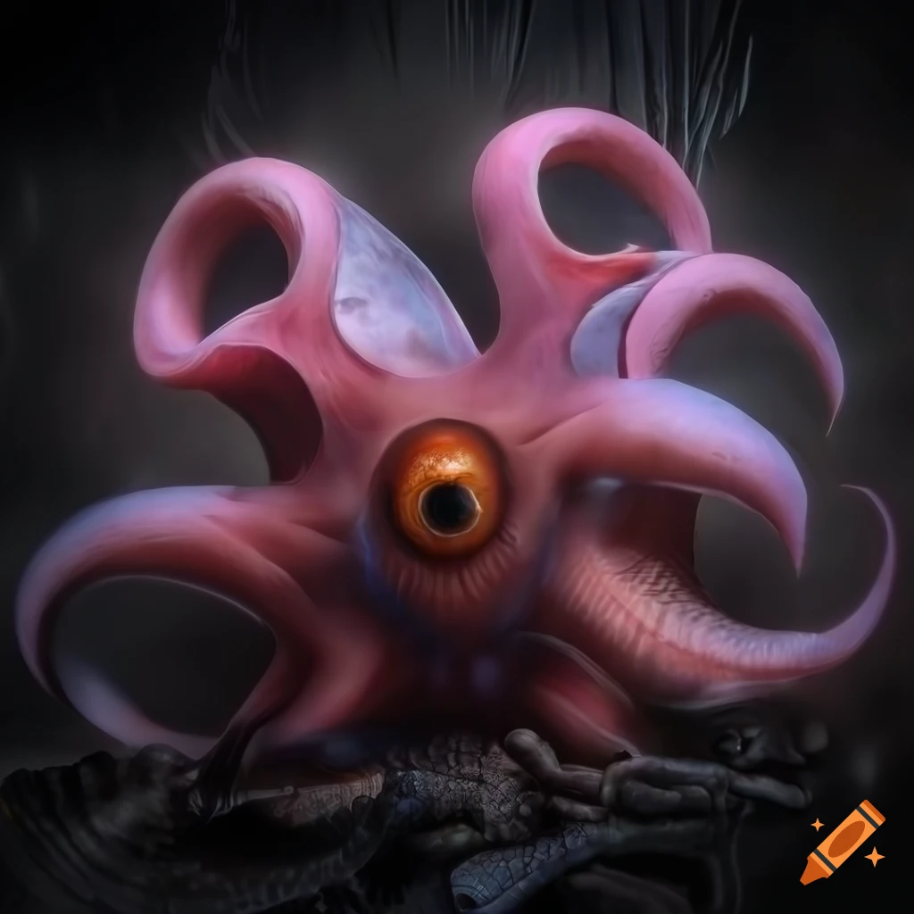 A mysterious beautiful alien creature with alluring tentacles and ...