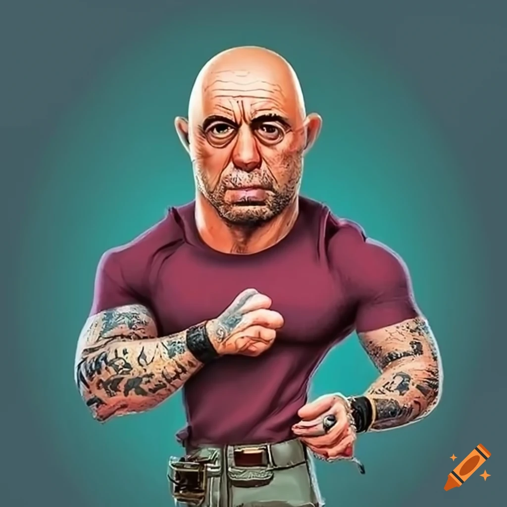 Imagine you are in a cartoon and your task is to present joe rogan as a ...