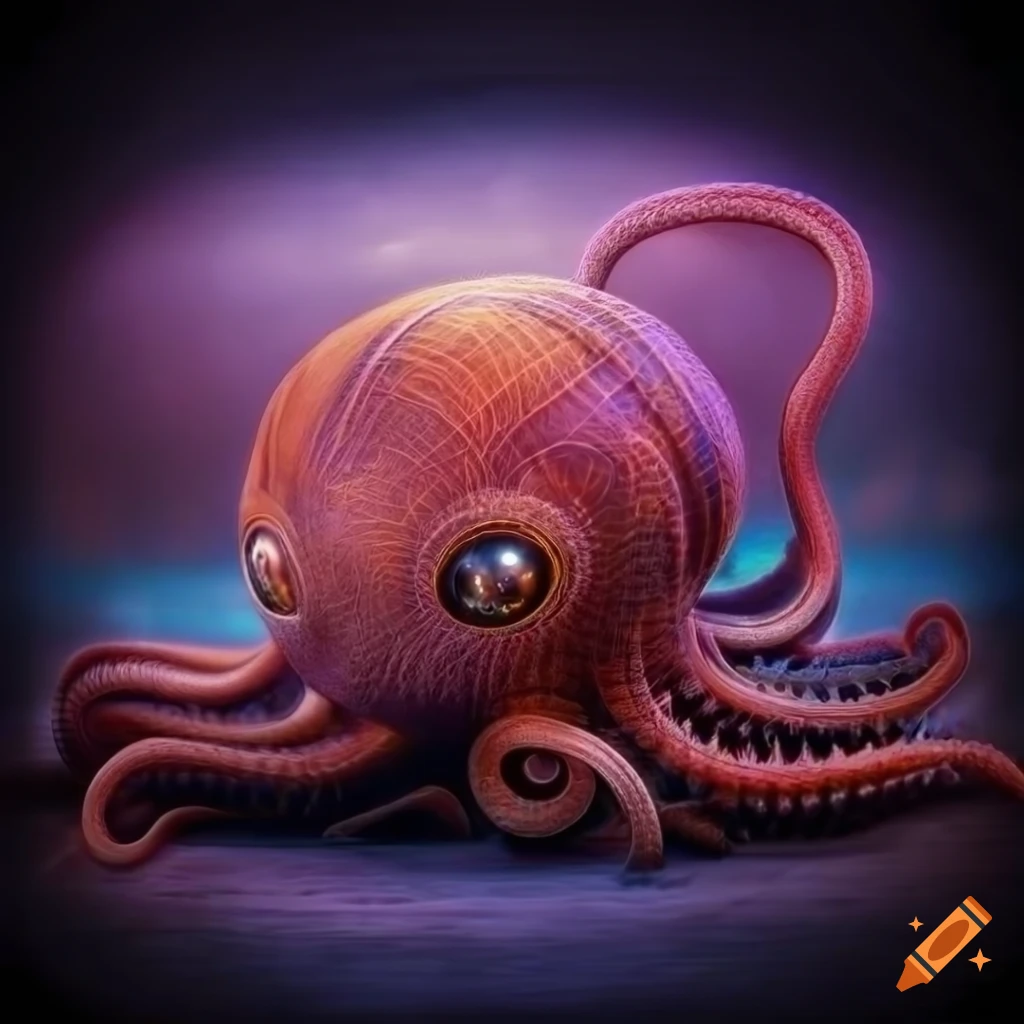 A enchanting beautiful adorable alien creature with alluring tentacles ...