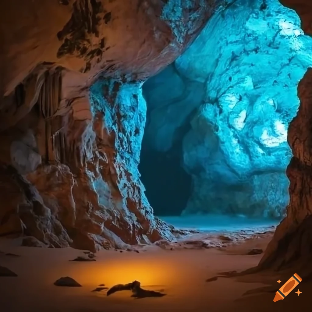 A mysterious underground cavern with stunning rock formations on Craiyon