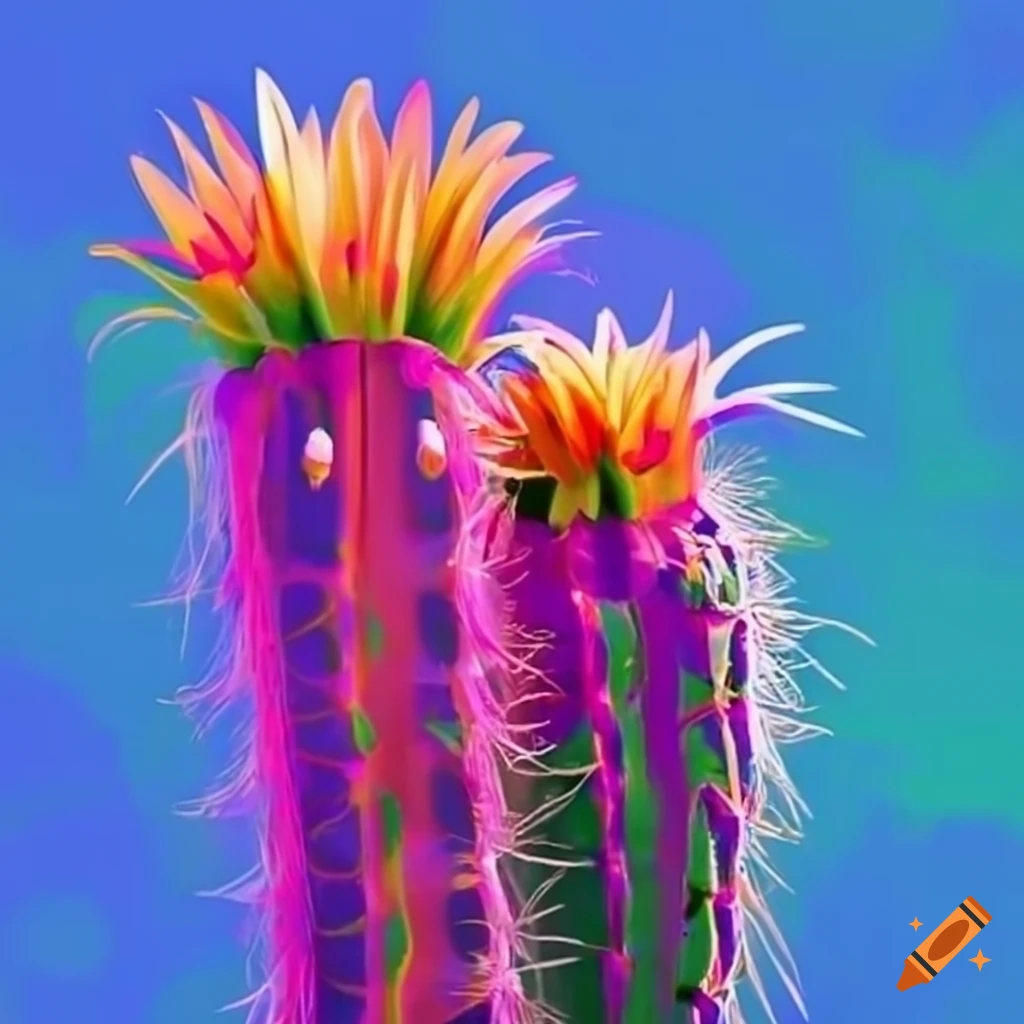 Bright picasso davinci cactus in outrageous colors on Craiyon