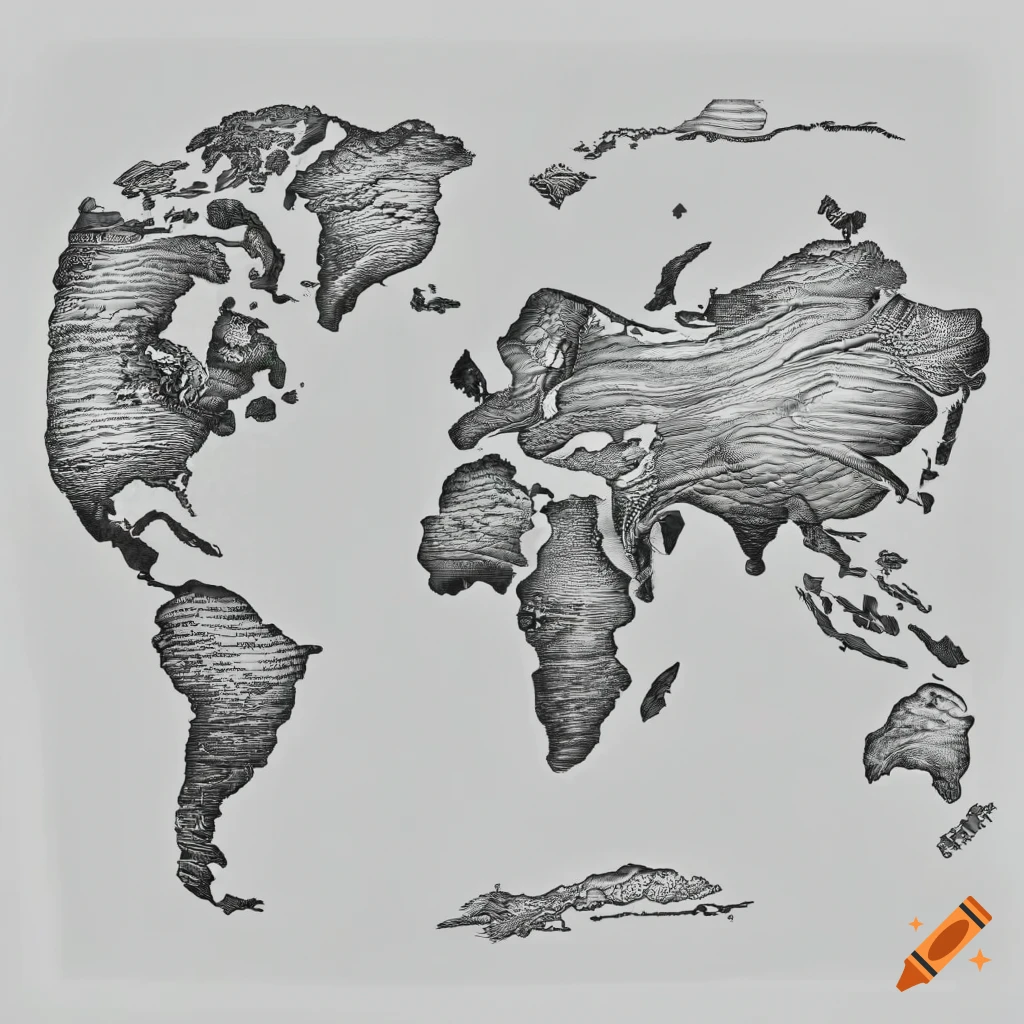 Fantasy continent with all the traits and features of africa shown in a ...