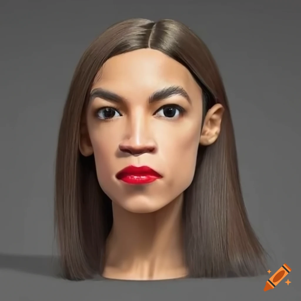 A realistic aoc styling head with beautiful long flowing hair displayed in a museum on Craiyon