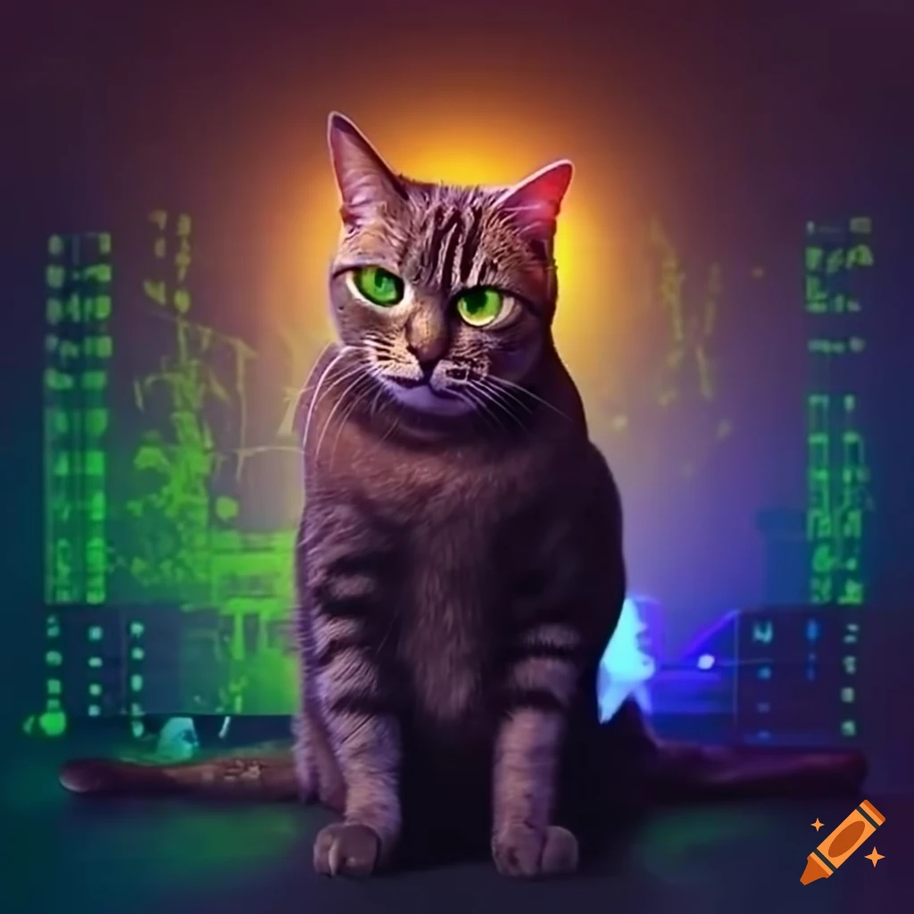 A cat refactoring his code on Craiyon