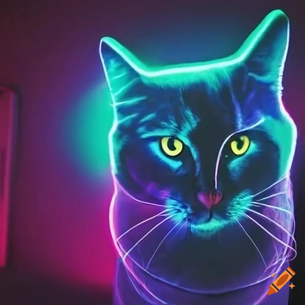 Cat with neon effects