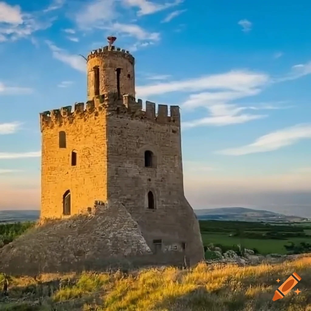 A picturesque ancient tower standing in the spanish countryside