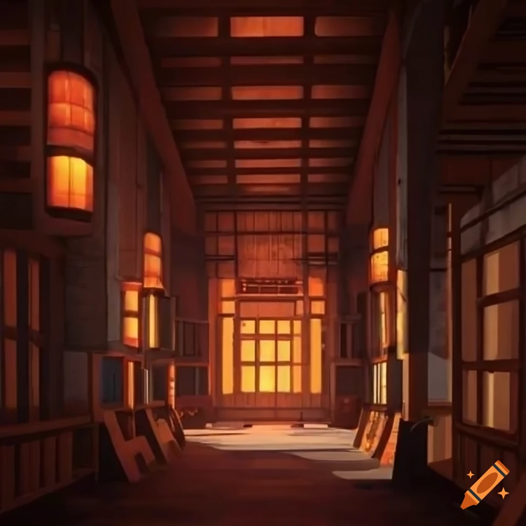 City inside of a giant Japanese inspired building, bright lights and ...