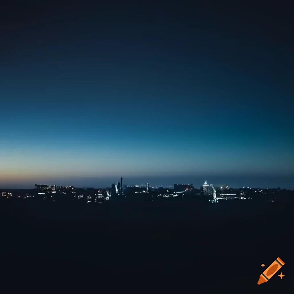 City skyline far in the distance from a peaceful farmhouse at night ...