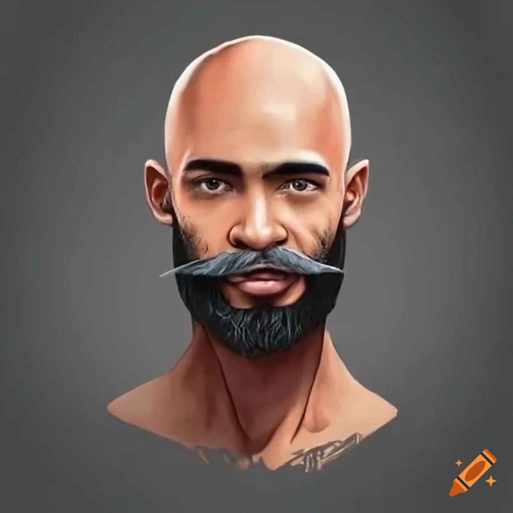 Handsome bald middle aged man with goatee, athletic build, dark skin on ...
