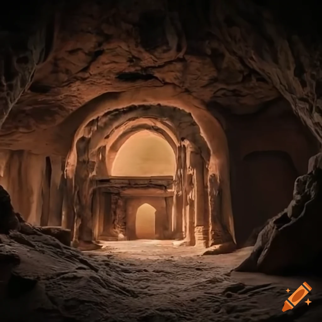 Mysterious cave with a christian temple carved into the rock