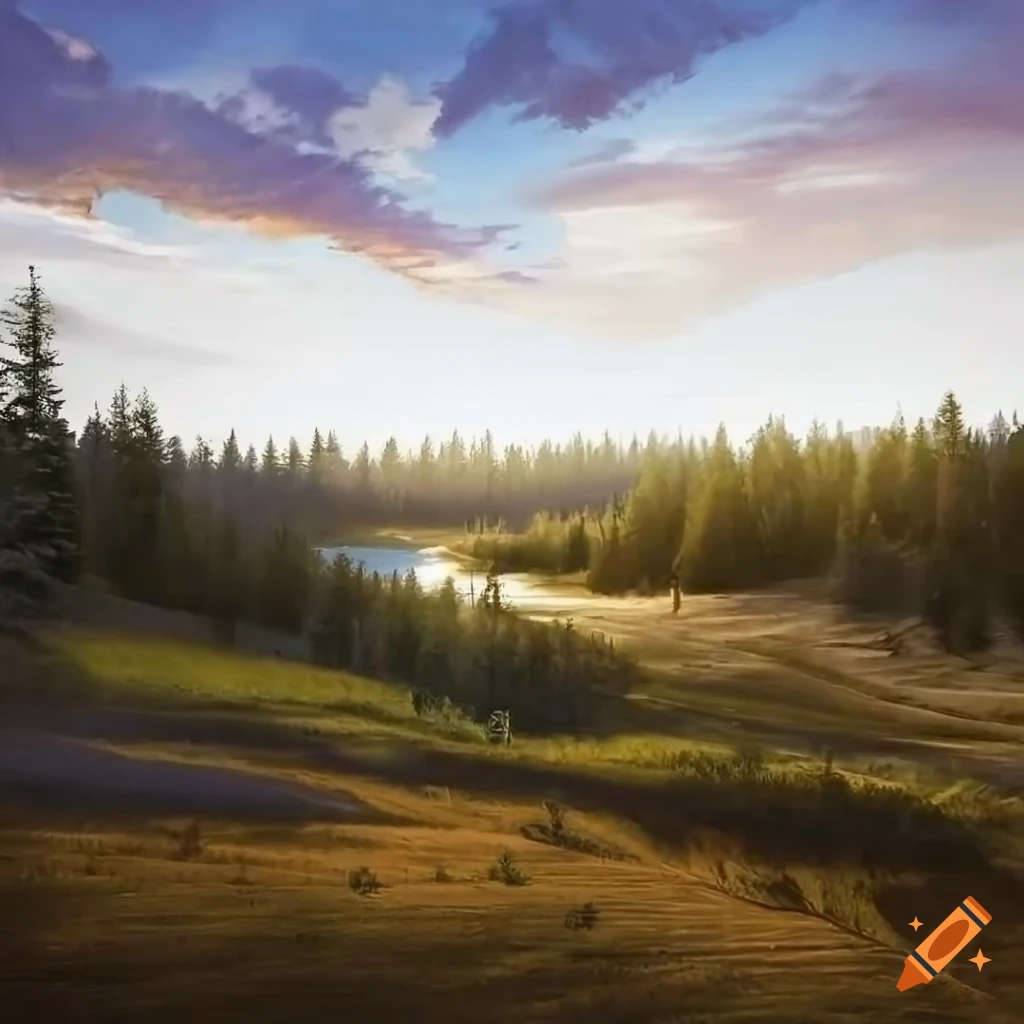 At the bottom of a primeval lowland valley in Estonia, fantasy art on ...