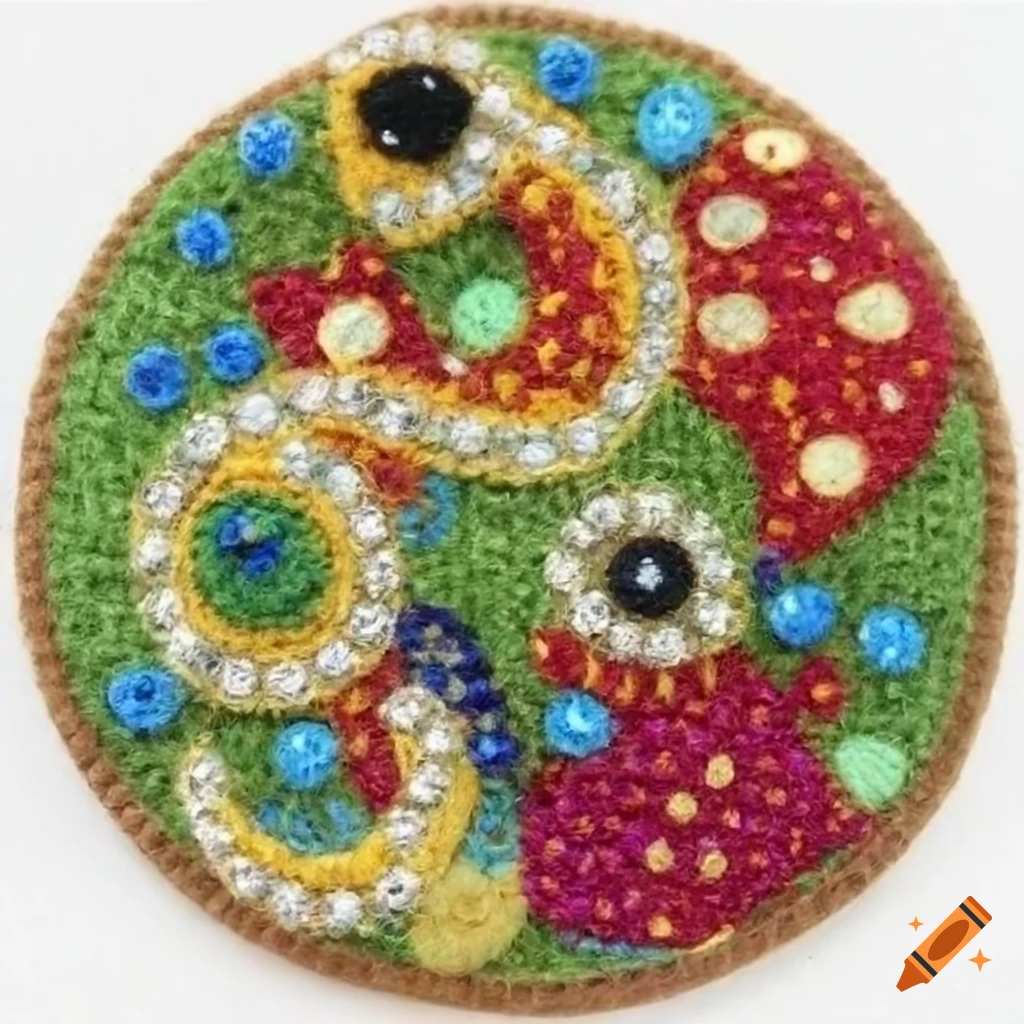 WHIMSICAL_LITTLE__lizard__FELT_FABRIC_and punch needle ART_BROOCH__in ...