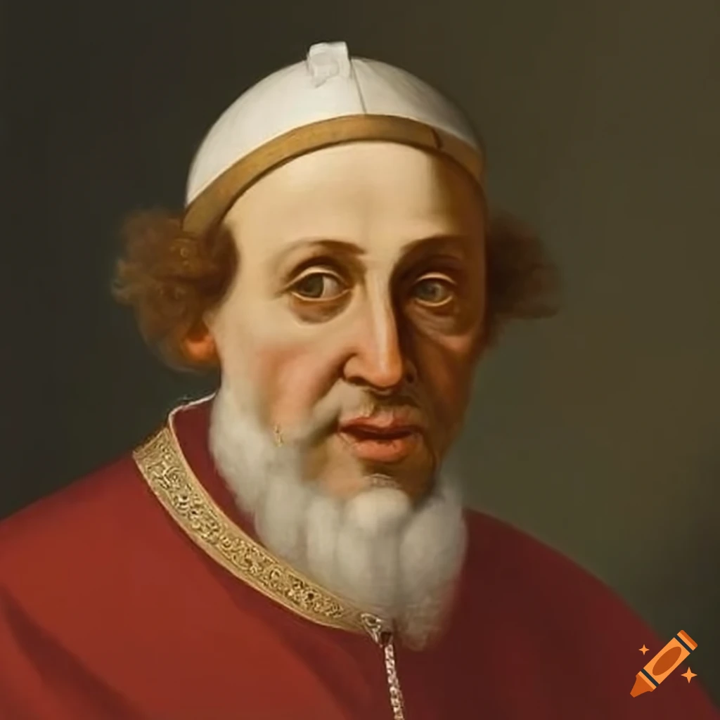 1600s painting of a pope with brown hair and a big nose on Craiyon