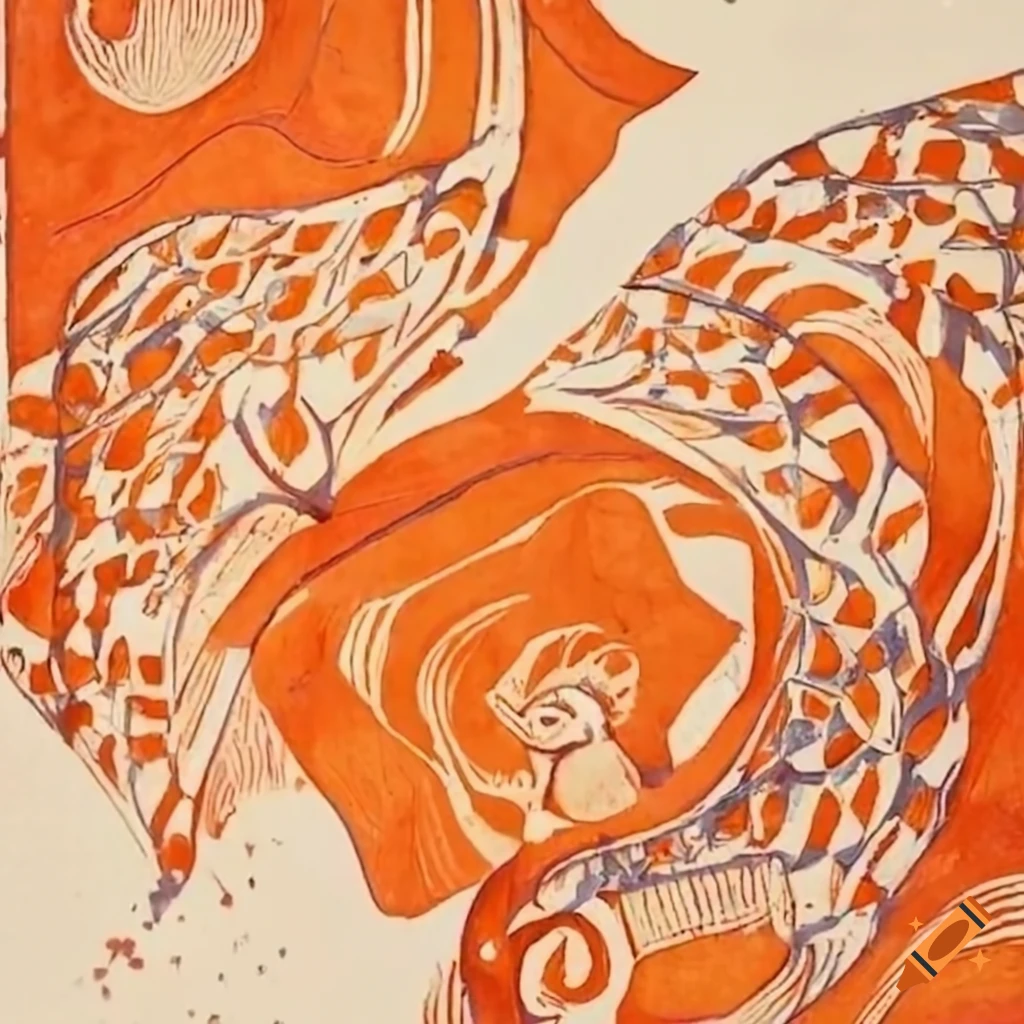 An artist creating a block print artwork