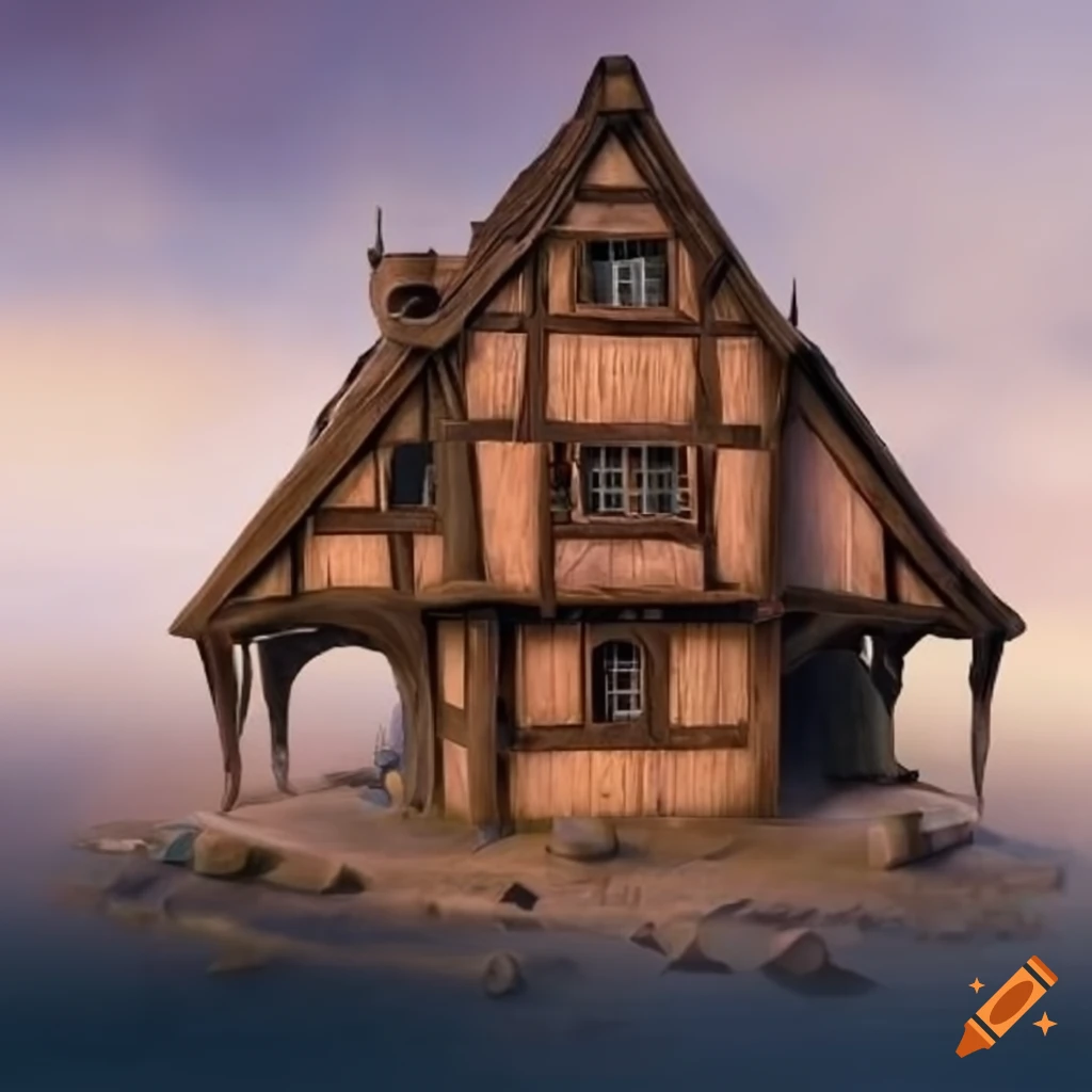Fantasy medieval timber-framed house on Craiyon
