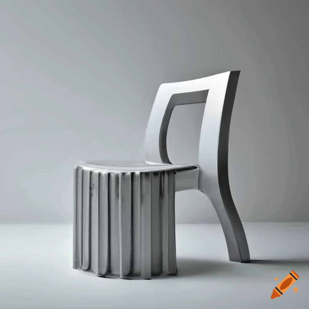 Intricate postmodern error chair made of aluminum that has melted too ...