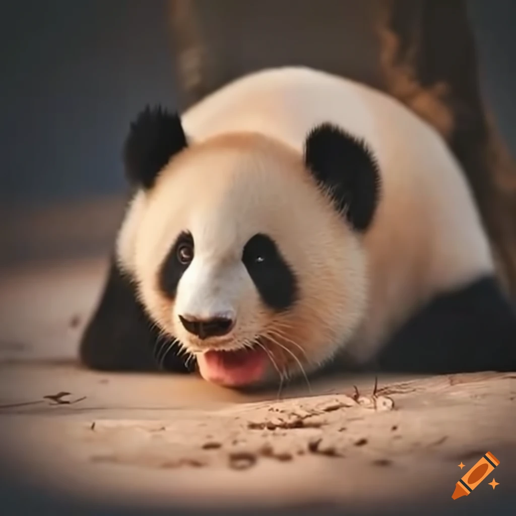 Un panda che ride e mangia una piadina