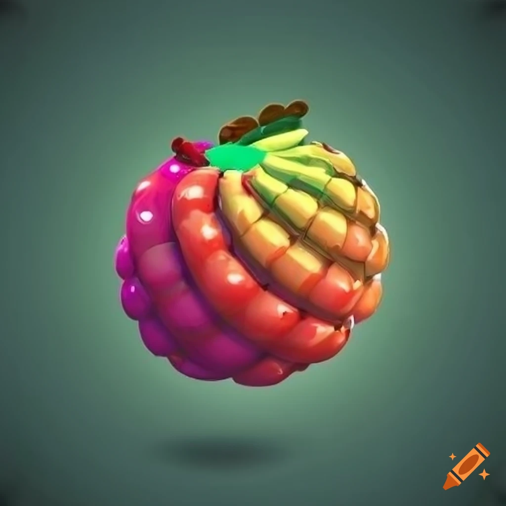 Random single fruit stylized with swirlô patterns and random colors on ...