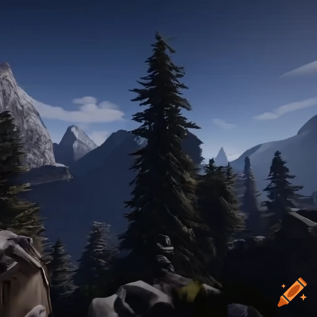 Unreal engine 5 low snowy mountains on Craiyon