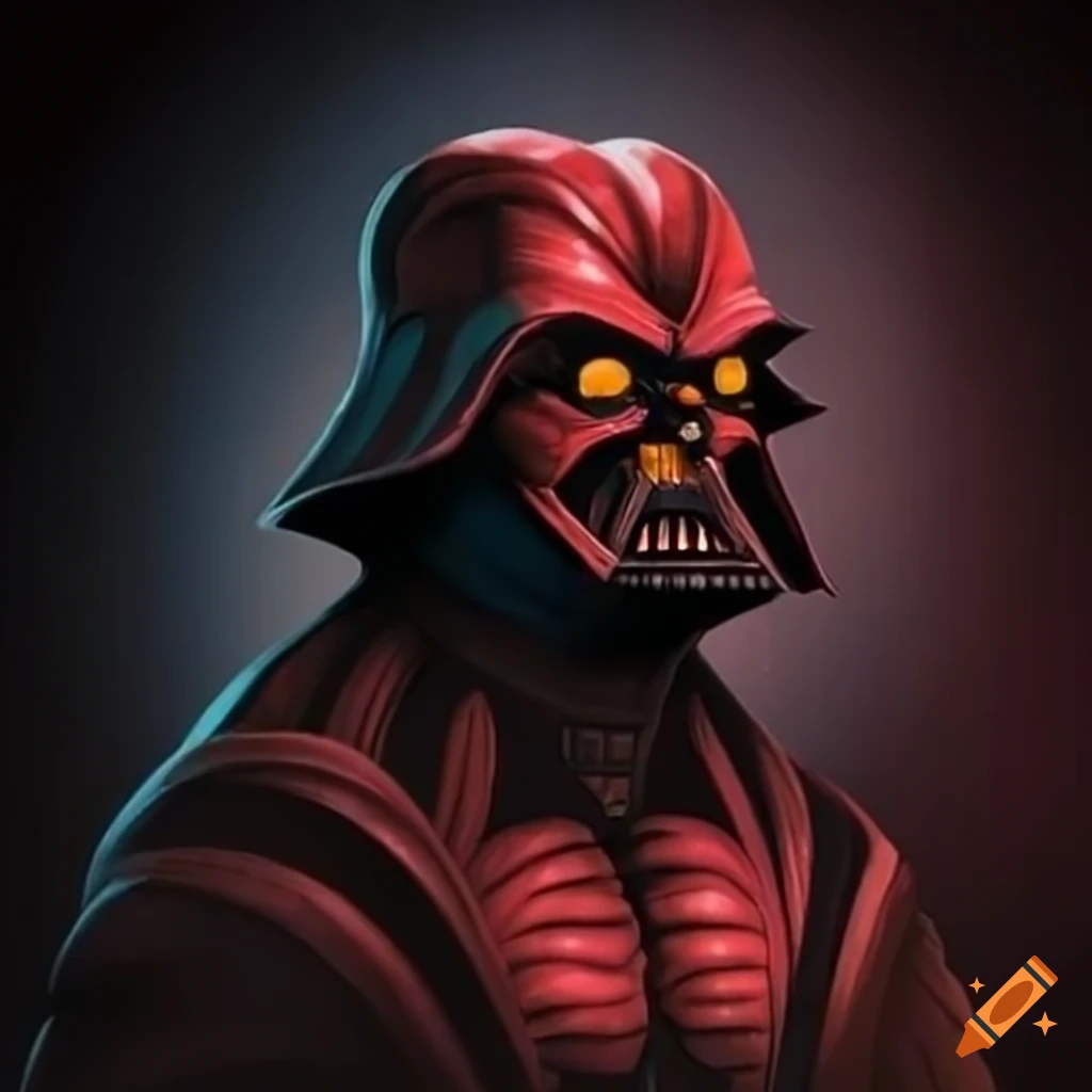Muscular demon darth vader yokai , by dreamworks