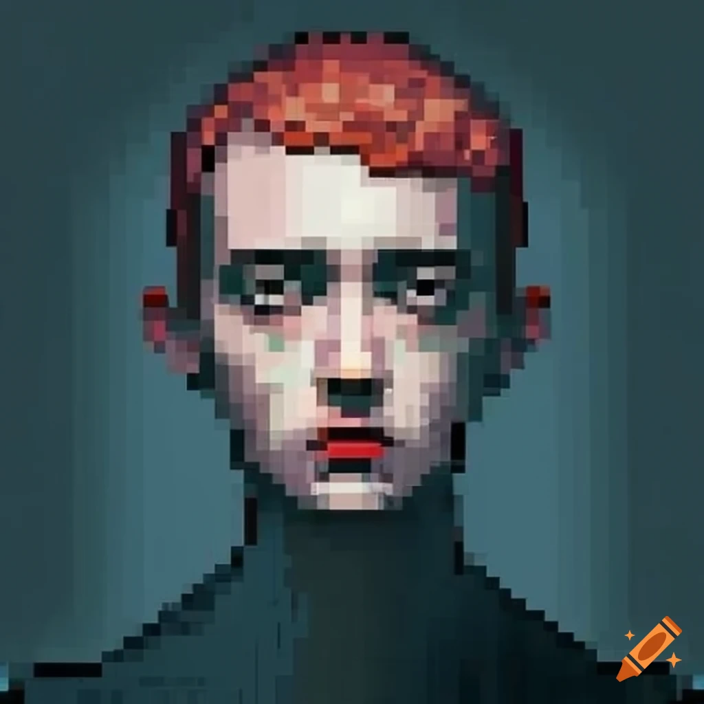 Portrait of a man surrealism and pixel art