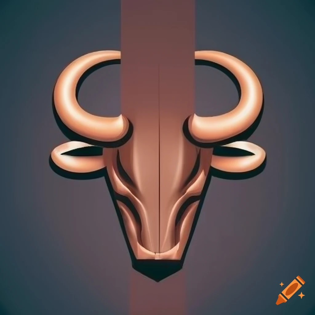 Art decó style taurus symbol in rich brown-vermillion tones