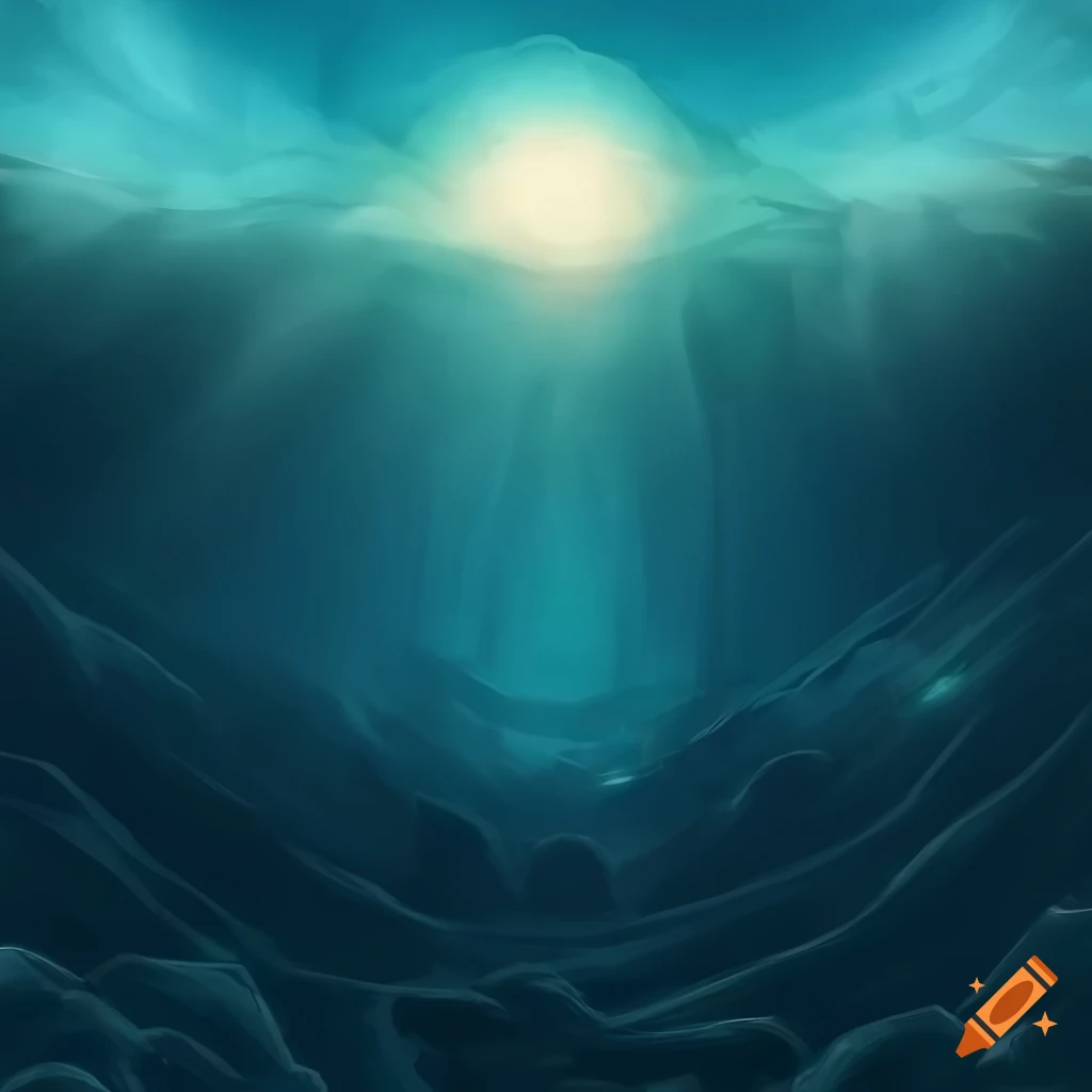 Deep at the bottom of a sacred wellspring, underwater, fantasy art