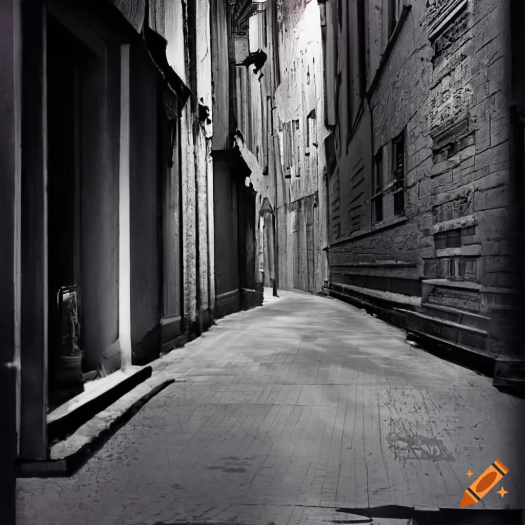 Cool 1950s alleyway with photo realistic at night