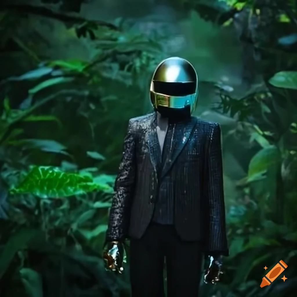 Daft punk standing in the jungle on Craiyon