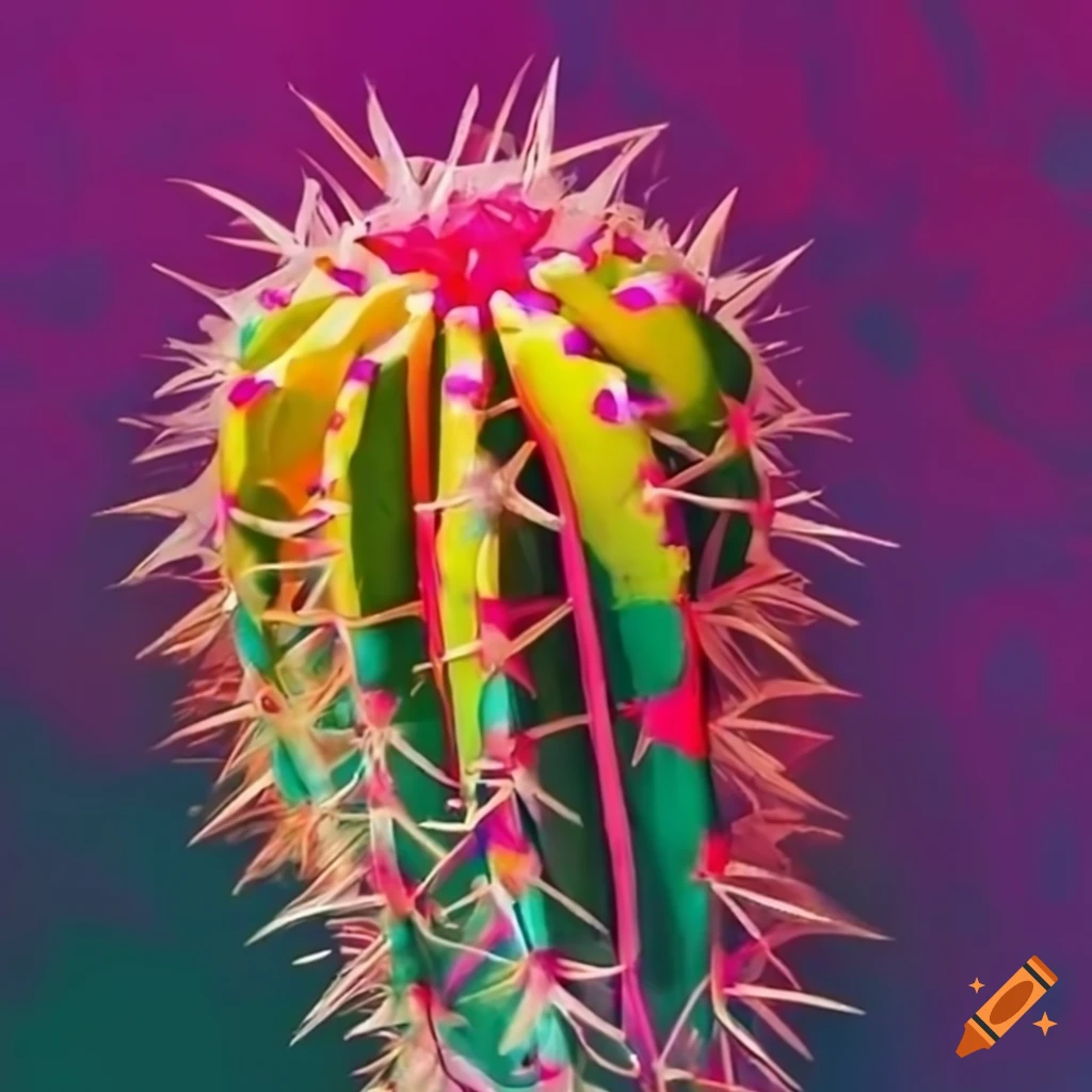 Bright picasso davinci cactus in outrageous colors