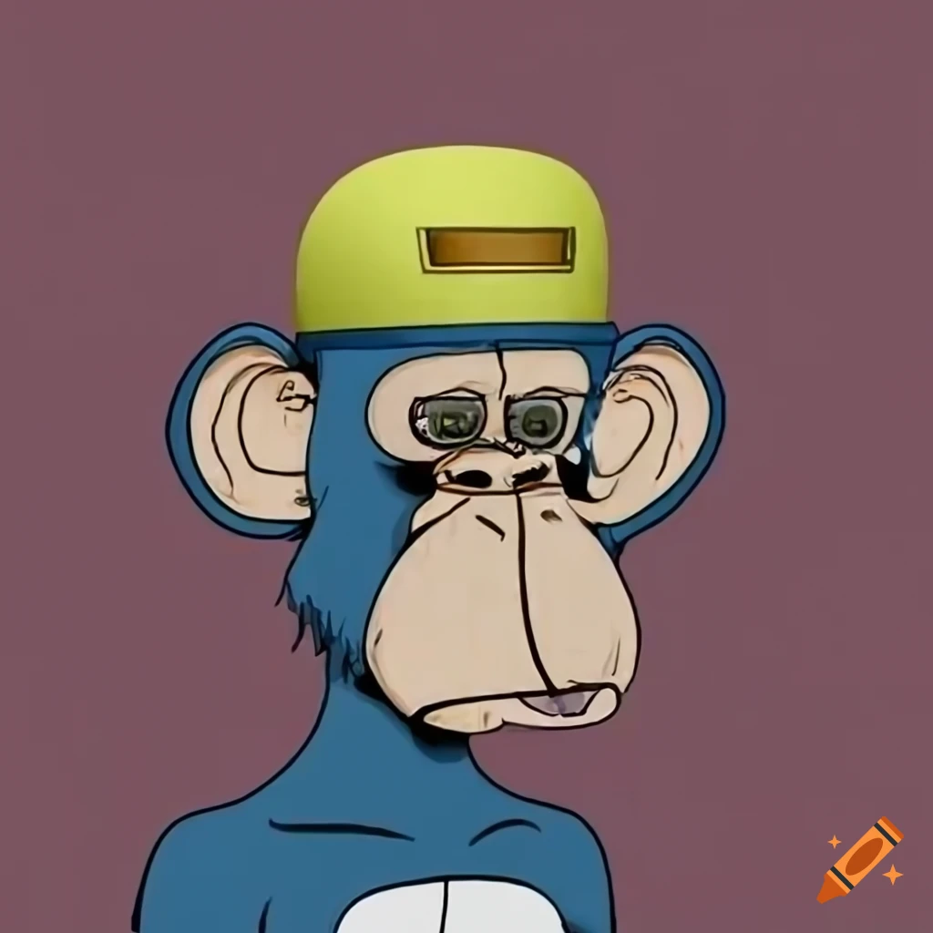 Nft bored ape yatch club with a golden cap and dark glasses on Craiyon