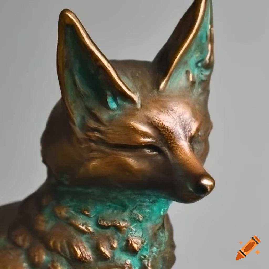 Antique small sleeping fox, bronze copper patina, victorian era, london